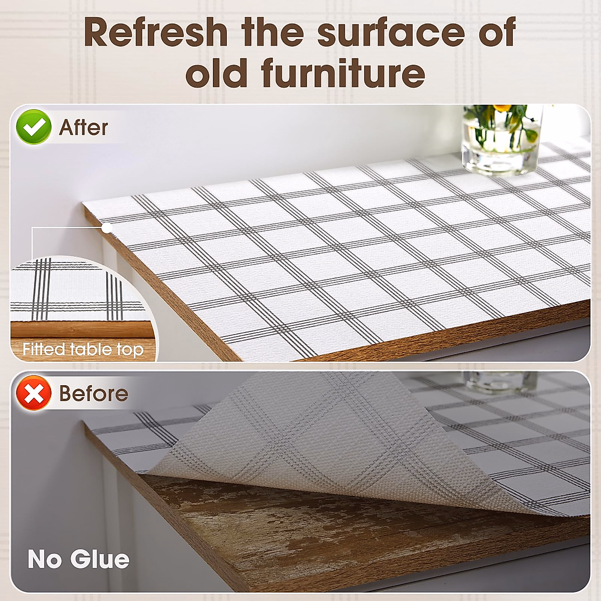 ALIUNI Drawer and Shelf Liner, Non-Slip Kitchen Cabinet Liners Non-Adhesive Thick Strong Grip Waterproof Washable Mats Protect Dresser Shelves Cupboard Bathroom Cabinets, White Stripes, 12 in X 10 FT