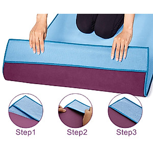 Heathyoga Hot Yoga Towel Non Slip, Microfiber Non Slip Yoga Mat Towel, Exclusive Corner Pockets Design, Dual-Grip, Sweat Absorbent, Perfect for Hot Yoga, Bikram, Pilates and Yoga Mats