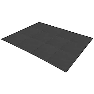 Signature Fitness Puzzle Exercise Mat with EVA Foam Interlocking Tiles for MMA, Exercise, Gymnastics and Home Gym Protective Flooring, 1/2" Thick, 48 Square Feet, Black