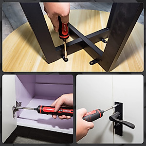 Electric Screwdriver, 4V Power Cordless Screwdriver Rechargeable Set with Li-ion Battery, 31 Bits&Extension Rod, 3 LED, 3 Adjustable Torque, Magnetic Hex Chuck, Mini Electric Screw driver Kit