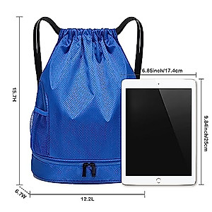 BONVEN Drawstring Backpack Drawstring Bags for Men Women Water Resistant String Backpack with Shoe Compartment Sport Gym Bag