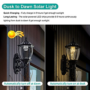 Lovefindahome Solar Wall Lamp with Light Sensor,Waterproof Wall Light Outdoor Wall Sconce Led Hexagonal Light Fixture for Wall, Garage, Front Porch,Fence, Yard,Black