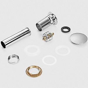 Solid Brass Lavatory Vessel Pop Up Drain Assembly Sink Pop-Up Drain Stopper Assembly with Overflow for Bathroom Faucet Vanity Sink, All Brass Construction(Chrome Plated)