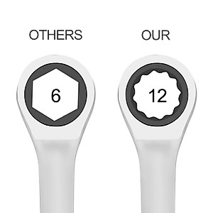 KINJOEK 7 PCS 6 mm 7mm 8mm 9mm 10mm 11mm 13 mm 12PT Ratchet Wrench set, Metric Ratcheting Wrench Set with 5° Movement and 72 Teeth for Projects with Tight Space