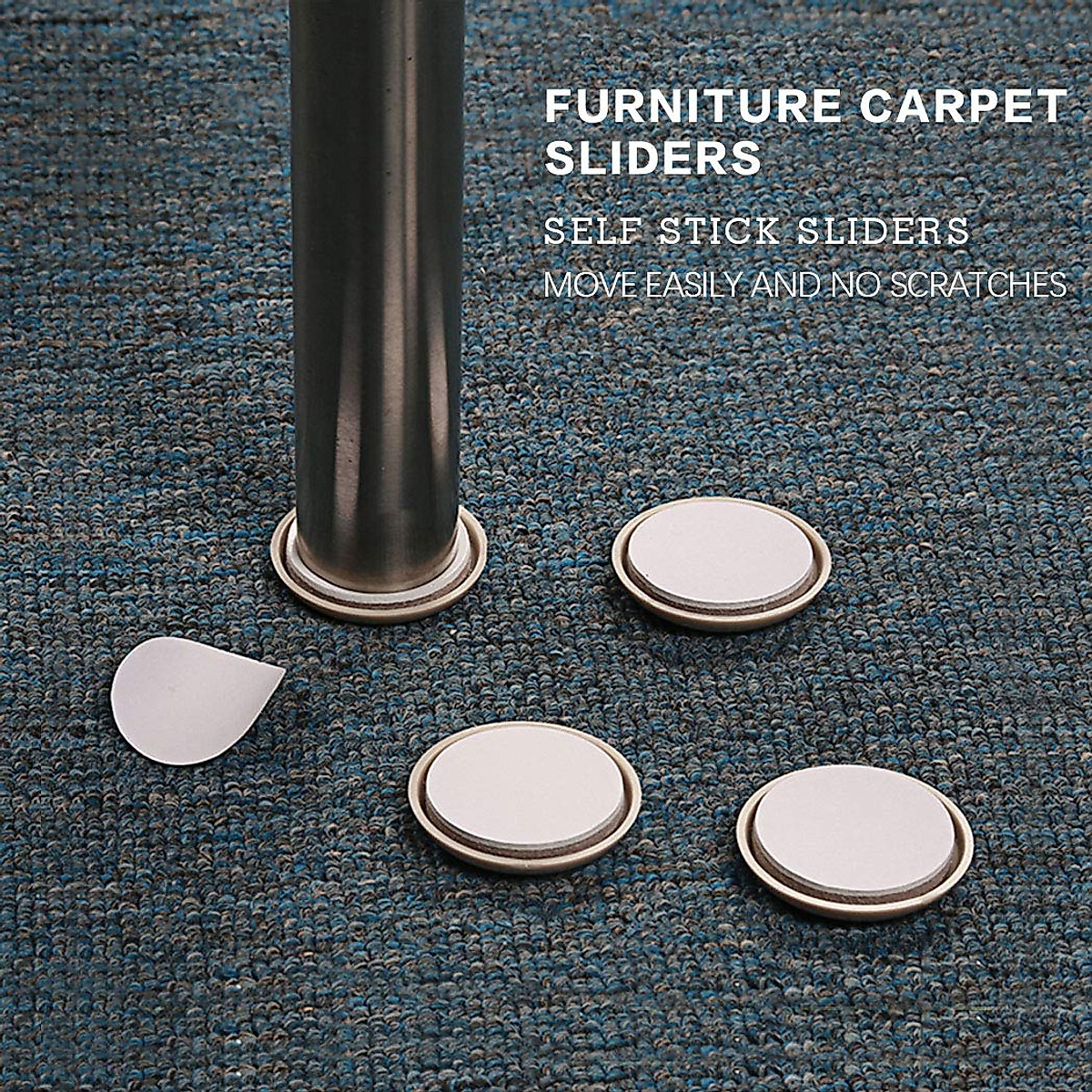 24 PCS Self-Stick Furniture Sliders,1 Inch Furniture Glides for Carpet,Furniture Moving Pads for Furniture-Adhesive Carpet Sliders