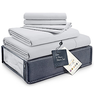 BELADOR Silky Soft Cali King White Sheet Set -Luxury 6 Piece Bed Sheets For California King Size Bed, Secure-Fit Deep Pocket Sheets With Elastic, Breathable Hotel Sheets & Pillowcase Set, Wrinkle Free