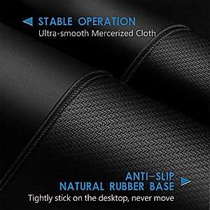 Large Gaming Mouse Pad- 31x12 in. XL Gaming Mousepad with Stitched Edges, Ultra-Smooth Cloth Mouse Mat & Non-Slip Rubber Base, Waterproof Full Desk Keyboard Mat for Gamer, Office & Home, Black