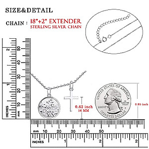 FJ Saint Christopher Necklace for Women Men 925 Sterling Silver St Christopher Necklace and Cross Necklace with 18" Chain