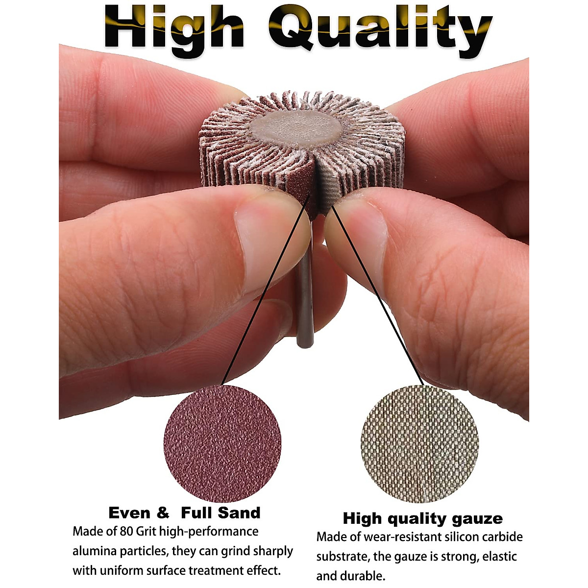 Rocaris 10 Pack Flap Wheel, 120 Grit for Rotary Tools，1/8 inch Shank (32X10X3)