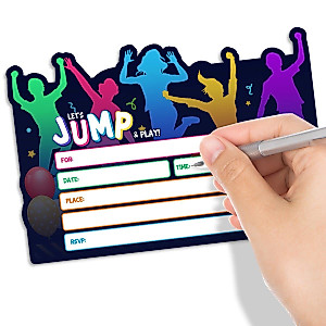 Simimi art Bounce House or Jumping Party Invitations - Trampoline Jump Birthday Invite - Trampoline Birthday Party - LET'S JUMP & PLAY (30 Cards + 30 Envelopes)