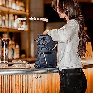 Sherpani Rebel, Cotton Canvas Crossbody Bag, Fashion Handbag, Vintage Tote Purse, Tote Bag, Stylish Purses, Daily Shoulder Bag, Fold-over Crossbody Purse for Women (Indigo)