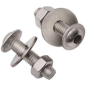 RoyceMart (25 Sets) M6-1.0 x 20mm Flanged Washer Button Head Socket Cap Screws with M6-1.0 Hex Nuts and Extra-Large Flat Washer, Stainless Steel 304 (18-8)