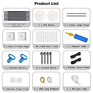 Balloon Arch Kit, Adjustable Balloon Arch Holder Stand with Base, Including Water Fillable Bags, Balloons Clips, Pump and Knotters, Party Decoration Frame for Wedding Baby Shower Birthday Christmas