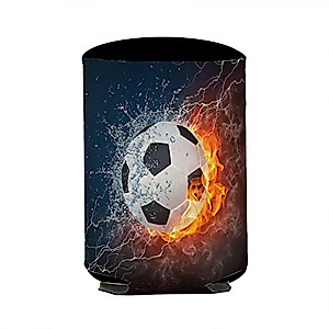 Can Cooler Sleeves Coozies for Cans And Bottles Insulators Soccer Ball Fire Water Print PVC Elastic Reusable