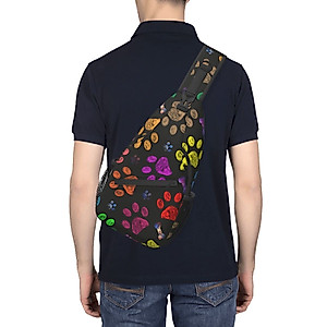 Dog Paw Print Sling Bag Crossbody Backpack For Women Men Hiking Travel Over The Shoulder Bag Pouch Small Daypack Casual One Strap Pack Lightweight Cross Chest Bag Purse Outdoor Cycling