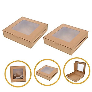 Anneome 5pcs Boxes Boxes Window Cake Box Cupcakes Containers Kraft Cookie Boxes Cupcake Boxes Mini Cake Boxes Muffin Cake Box Muffin Containers Cookie Boxes with Window Baking Case Brown