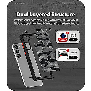 GOOSPERY Z Bumper Crossbody Compatible with S23 Plus Case [Strap Included] Shock Absorbing Dual Layer Structure TPU Edge Crystal Clear PC Cover with Shoulder Strap Outdoor Design, Camo