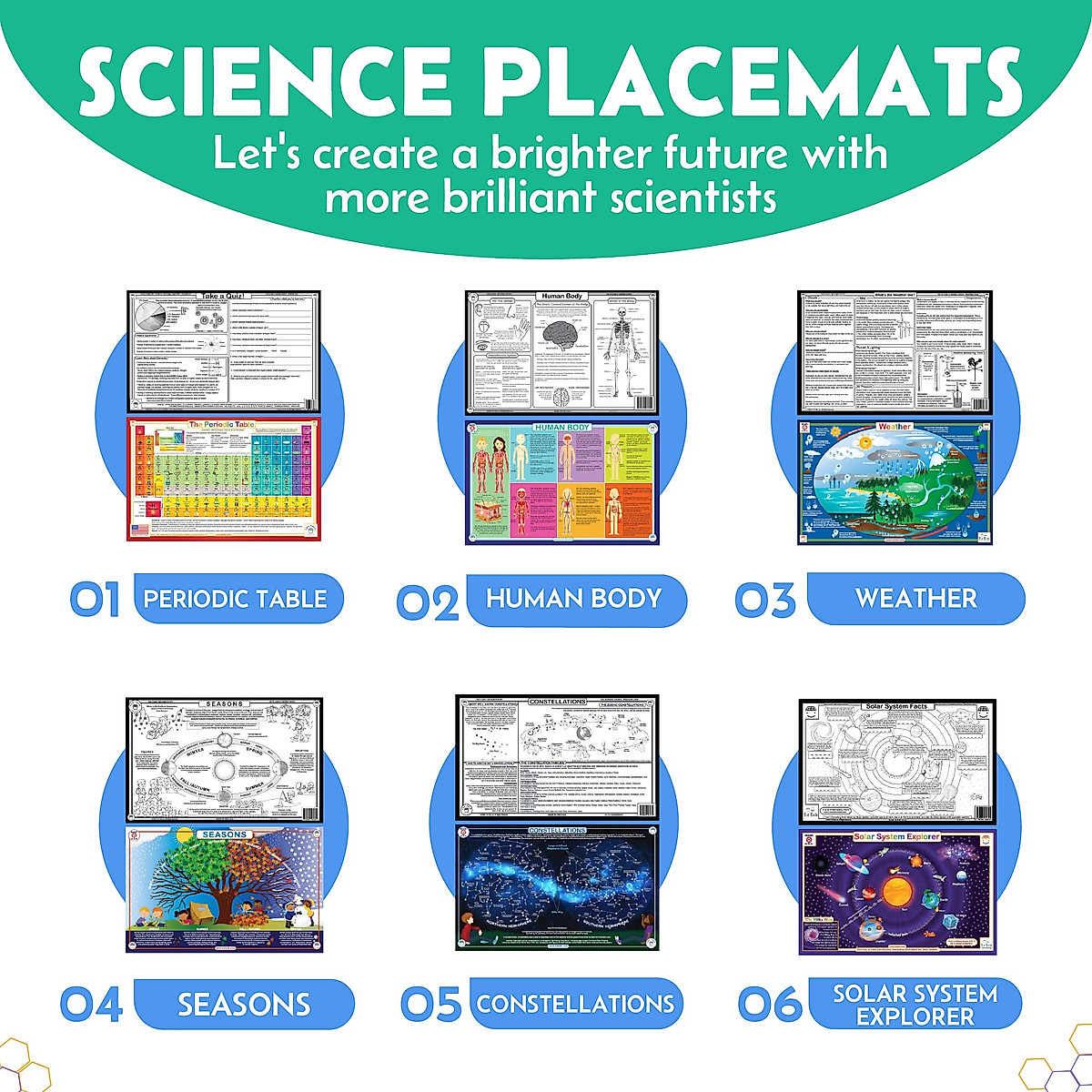 Tot Talk Periodic Table of The Elements Educational Placemat for Kids, Washable, Made in The USA