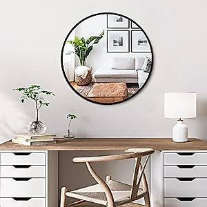 Itrue Black Round Mirror 12 Inch Small Metal Frame Mirrors for Wall with Wall Mount Hook for Home Decor