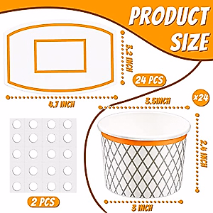 Basketball Hoop Snack Cups Basketball Party Decorations Paper Basketball Party Supplies Basketball Kids' Party Cups for Basketball Themed Party Favors (24 Pieces)
