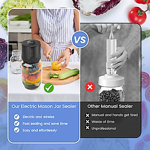 Electric Mason Jar Vacuum Sealer - Jar Vacuum Sealer Kit for Mason Jars with Wide & Regular Mouth for Food Storage, Vacuum Sealing Machine, Multifunctional All-in-One Cordless Canning Vacuum Sealer