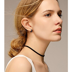 Stainless Steel Hoop Earrings For Men's Women's,Silver/Gold/Black/Blue Hypoallergenic Round Huggie Earrings,Fashion Punk Earrings Piercing Jewelry,Simple Stylish Loop Earring,Gift for Him Her Birthday