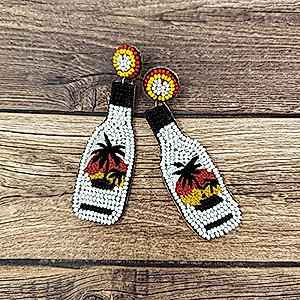 Emulily Beaded Carribean Rum Post Earrings Handmade Carribean Rum Earrings