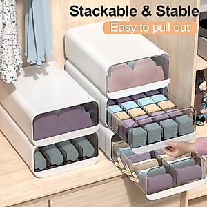 Miaocona Underwear Organizer Drawer, 24 Cells Plastic Sock Underwear Storage Drawer, Stackable Closet Organizers and Storage Box for Bras, Socks, Scarves, Ties, Belt (King Size-White, 1 Pcs)