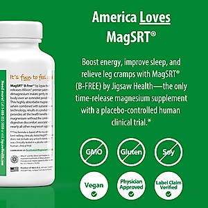 Jigsaw Health MagSRT (B-Free) | Premium, Organic, Slow Release Magnesium Supplement | Active, Bioavailable Magnesium Malate Tablets | 240 Tablets | 60 Servings