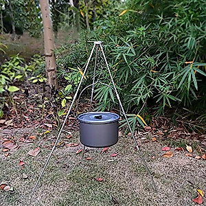 Camping Tripod Campfire Cooking Dutch Oven Tripod Mini Adjustable Grill Tripod Cooker Campfire Grill Stand Tripod Grilling Set Cooking Lantern Tripod Hanger with Storage Bag for Outdoor Activities