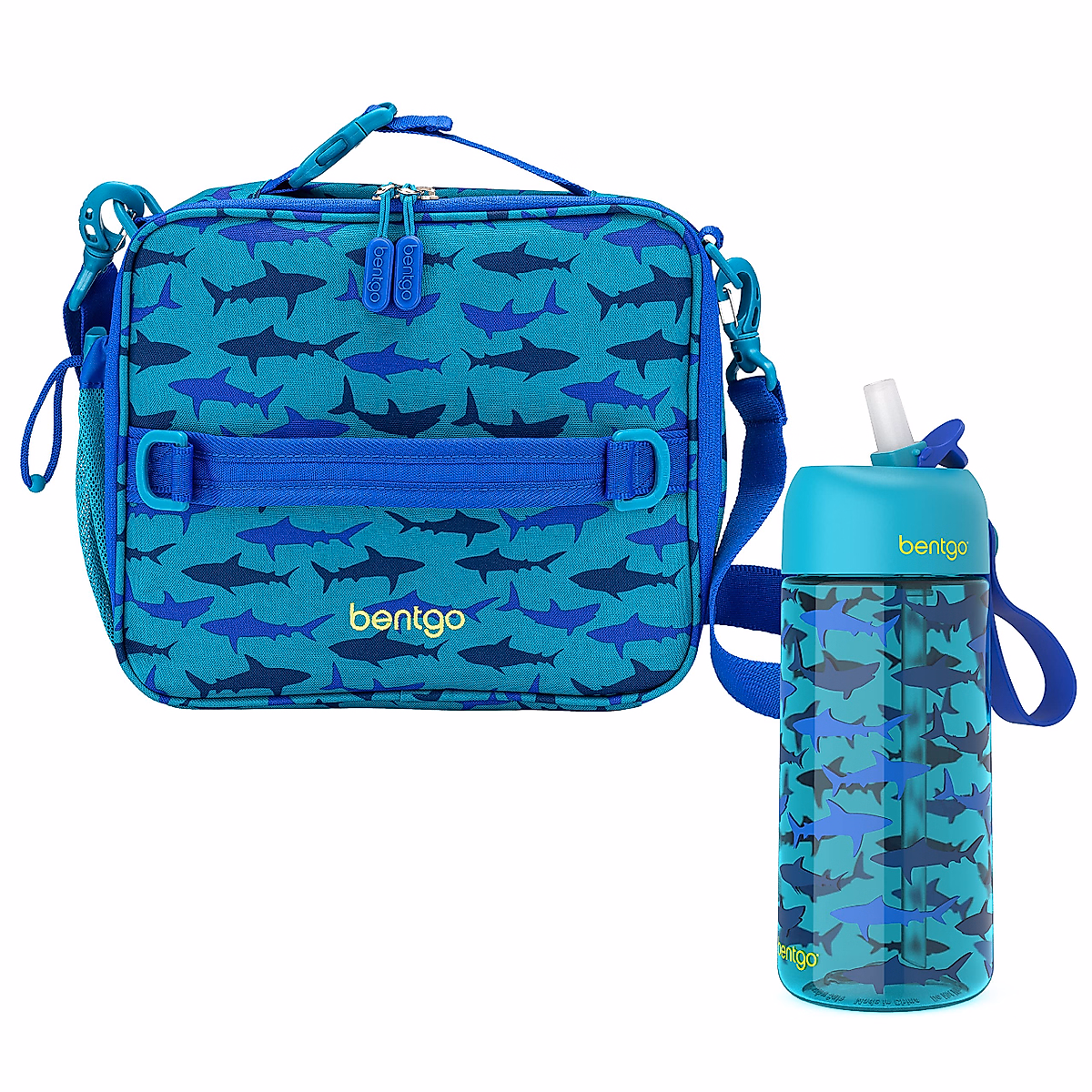 Bentgo® Kids Lunch Bag Set Water Bottle - New & Improved 2023 (Shark)