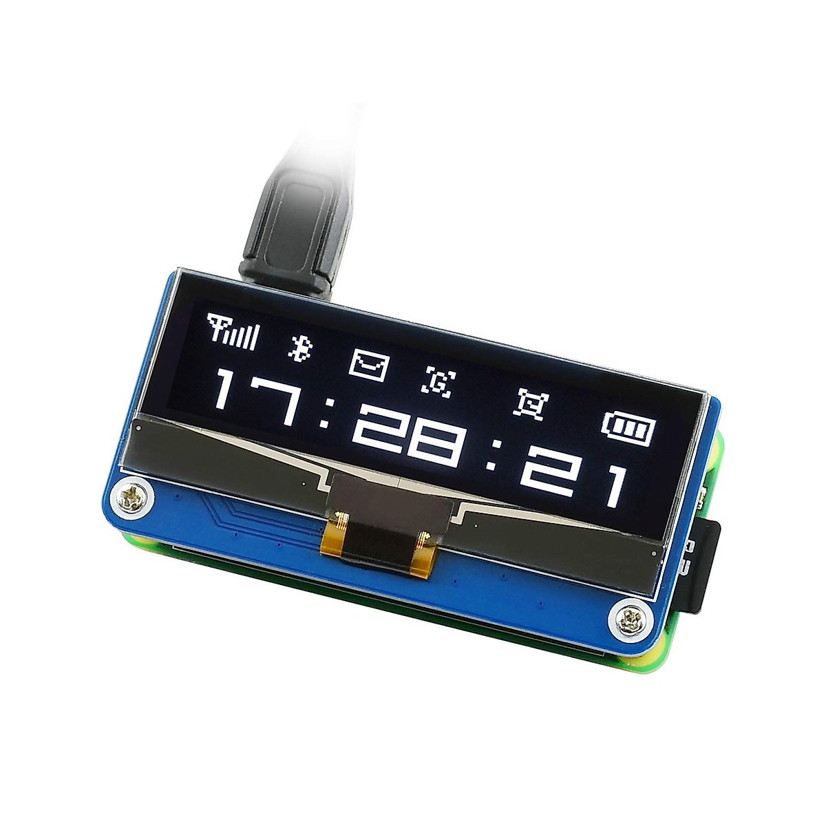 waveshare 2.23inch OLED Display HAT for Raspberry Pi 128×32 Pixels with Embedded 1305 Driver Communicating via SPI or I2C Interface.