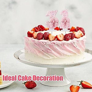 0-9 Birthday Candles, 2.95 inch Pink Bow Glitter Number Candles Cake Topper Decorations for Kids Girls Adults Birthday Wedding Anniversary Party Supplies(1)