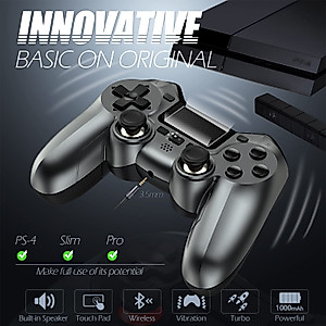 TERIOS Pro Gaming Controller Compatible with PS4 Pro, PS4 Slim, PC - Wireless Controller with Built-in Speaker and Stereo Headset Jack - Auto Fire Turbo Button