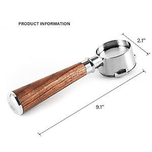 CrossCreek 54mm Espresso Bottomless Portafilter with 3 Ear | Fits 54mm Breville/Sage Barista Espresso Machine | Stainless Steel Basket and Walnut Handle | Espresso Accessories