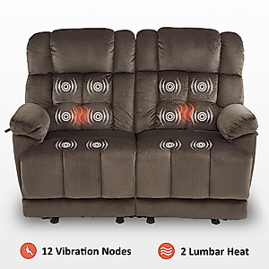 MCombo 58.7" Power Loveseat Recliner, Electric Reclining Loveseat Sofa with Heat and Massage, USB Charge Port for Living Room 6237 (Dark Brown, Loveseat Recliner)