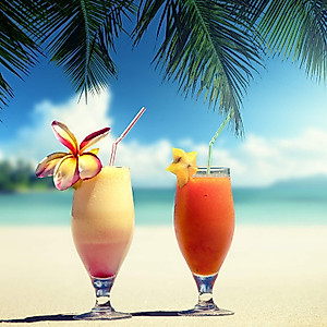 ALINK 500 Black Flexible Straws + 500 Striped Straws