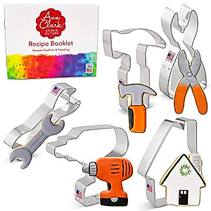 Father's Day Cookie Cutters Tools & Construction Cookie Cutters 5-Pc. Set Made in USA by Ann Clark, Cordless Drill, Hammer, Wrench, Pliers, House