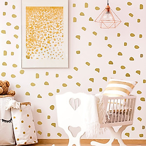 500 Pieces Irregular Polka Dots Boho Wall Decal Vinyl Nursery Wallpaper Sticker Wall Decor Peel and Stick Dot Wall Sticker for Kids Baby Girl Bedroom Home Classroom Decoration (Gold)