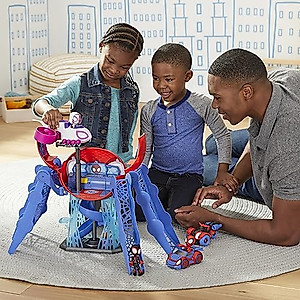 Spidey and His Amazing Friends Marvel Web-Quarters Playset with Lights and Sounds, Includes Spidey Action Figure and Toy Car, for Kids Ages 3 and Up,F1461