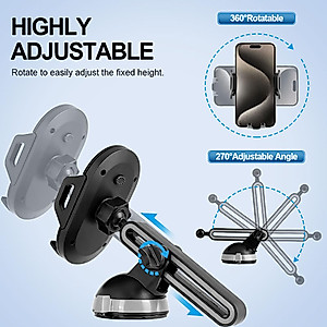 Geekstop Car Suction Cup Cell Phone Mount, Universal Car Phone Mount, Secure Cell Holder for Car, Adjustable Car Phone Holder Windshield/Dashboard Mount Fit for iPhone Samsung Android Smartphone