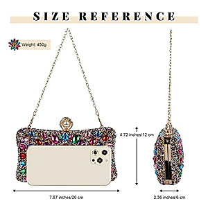 SUKUTU Women Rhinestone Evening Bag MultiColored Dazzling Crystal Clutch Bag Party Bridal Wedding Cocktail Handbag