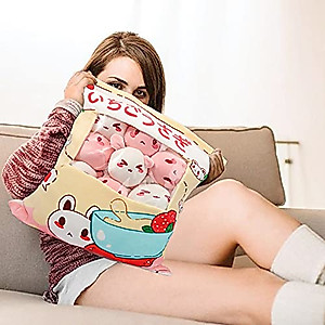Plush Pillow Throw Pillow, Removable Fluffy Animal Dolls, Soft Animals Doll Toy Pillow, Gifts Plush Cotton Stuffed Animals Pillow for Girls Kids, Sofa Chair Decorative Pillow, 8 Strawberry Bunny