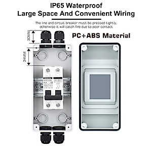 DIHOOL 40 Amp Circuit Breaker Box, Solar Panel Disconnet Switch, DC Miniature Circuit Breaker