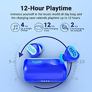 233621 Droplet True Wireless Earbuds, CVC 6.0 Call Noise Cancelling Headphones, IPX5 Waterproof Bluetooth 5.0 Earphones Touch Control, Stereo Sound, Comfortable fit for Home, Office, Gym (Blue)
