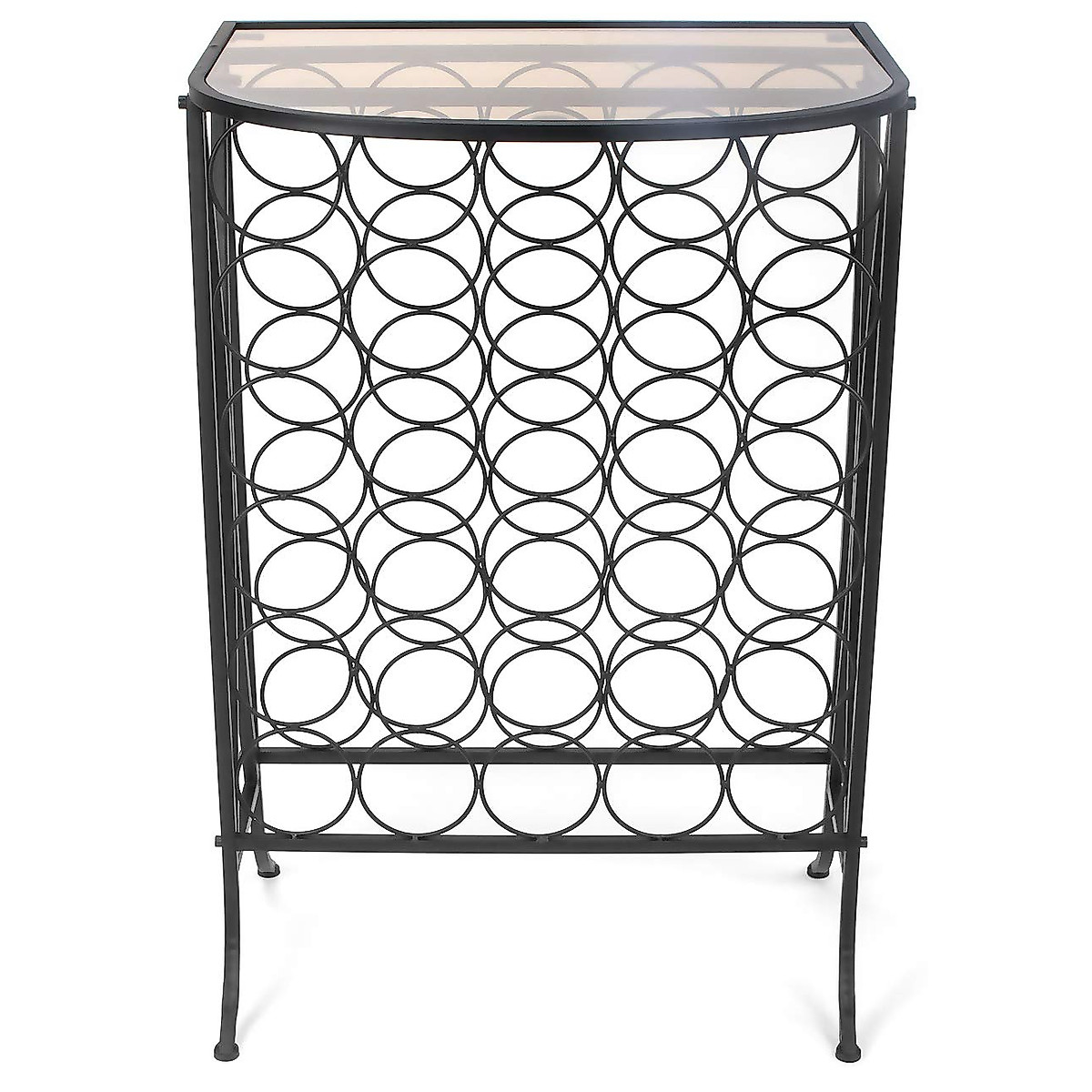 Sorbus Wine Rack Stand Bordeaux Chateau Style with Glass Table - Holds Bottles of Wine - Elegant French Style Wine Rack to Compliment Any Space - Minimal Assembly (Wine Stand - 30 Bottles)