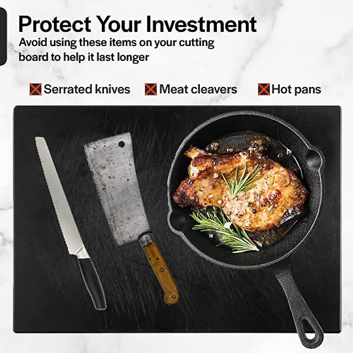 Thirteen Chefs Large Cutting Boards for Kitchen - 24" x 18" x .5" Professional HDPE Plastic Chopping Board for Carving, Dicing, Mashing and More - Commercial Grade & Dishwasher Safe, Black