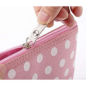 HappyDaily Pack of 5 Fashion Design Muliti-Functional Bag Makeup Bag Cosmetic Pouch Travel Toiletry Carrying Purse (Polka Dot(Pink/Red/Sky Blue/Dark Blue/Black))