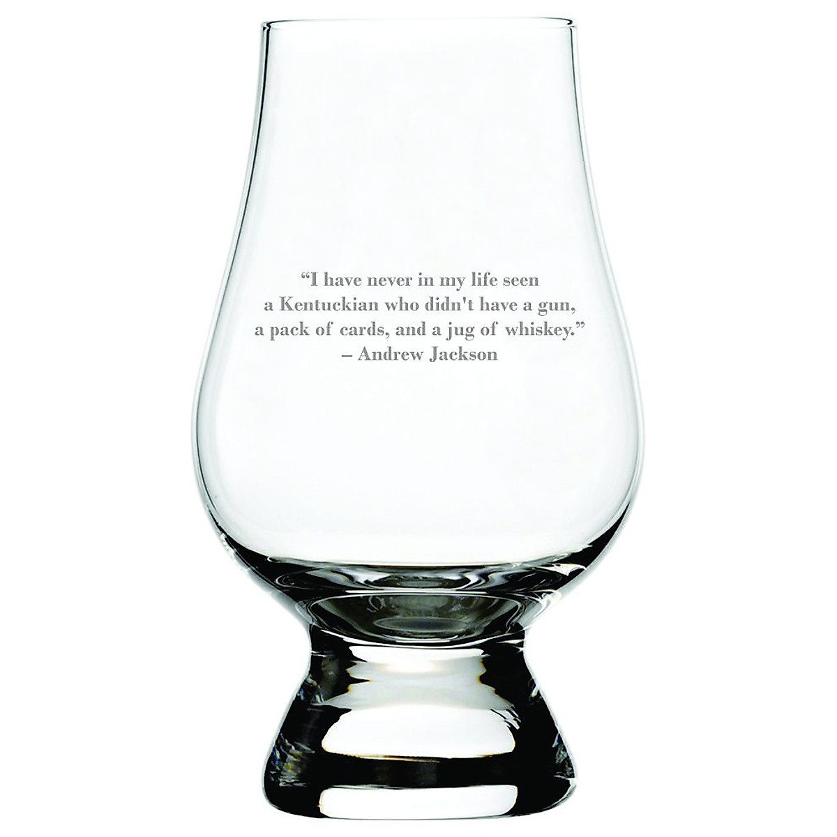 Andrew Jackson Quote Etched Crystal Whisky Glass Compatible with The Glencairn Glass Accessories