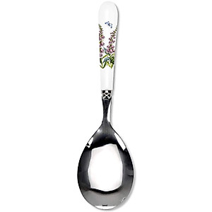 Portmeirion Botanic Garden 10" Serving Spoon | Foxglove Motif | Fine Porcelain and Stainless Steel | Chip Resistant Glaze | Ideal for Soup, Desserts, Rice, Ice Cream
